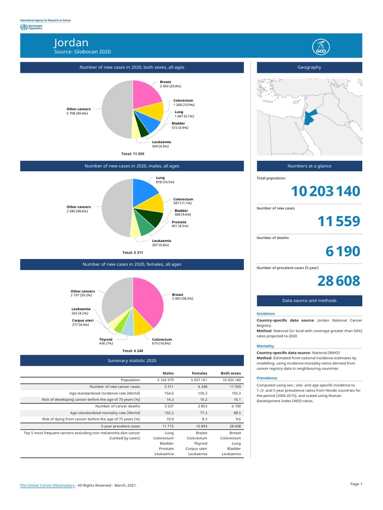 Jordan Fact Sheets | PDF | Cancer | Incidence (Epidemiology)