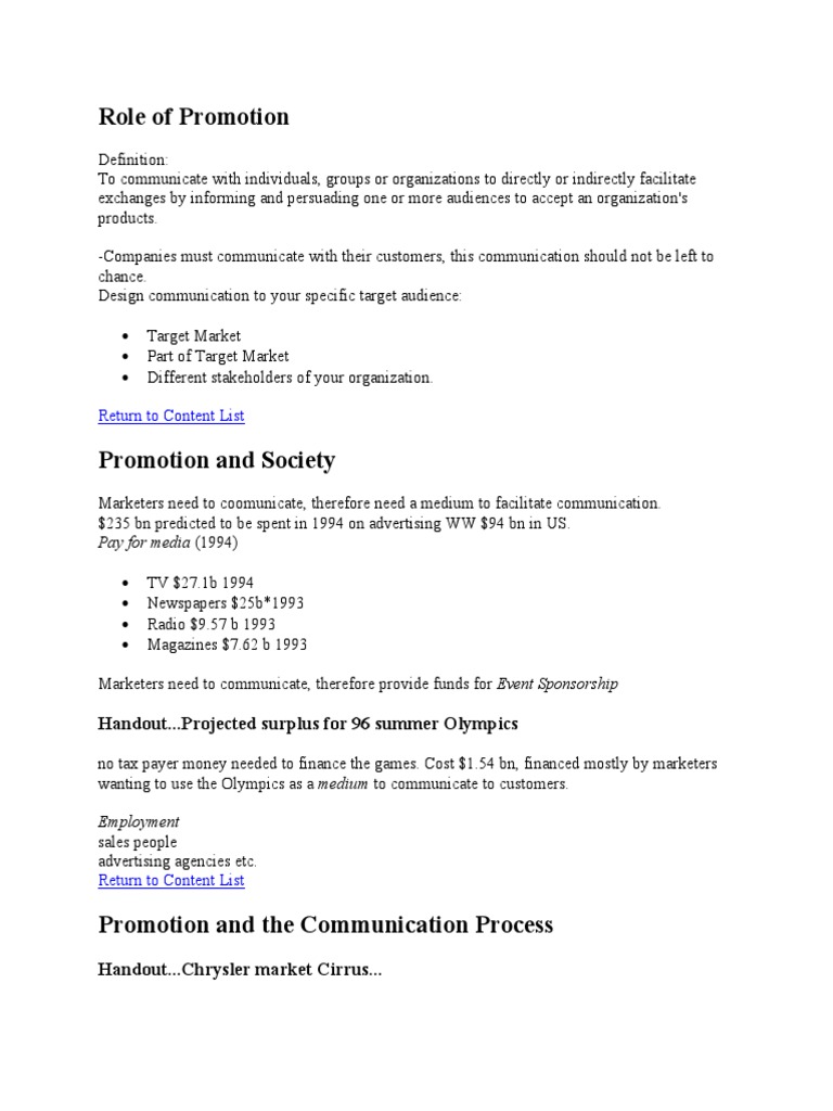 Role of Promotion | PDF | Sales | Advertising