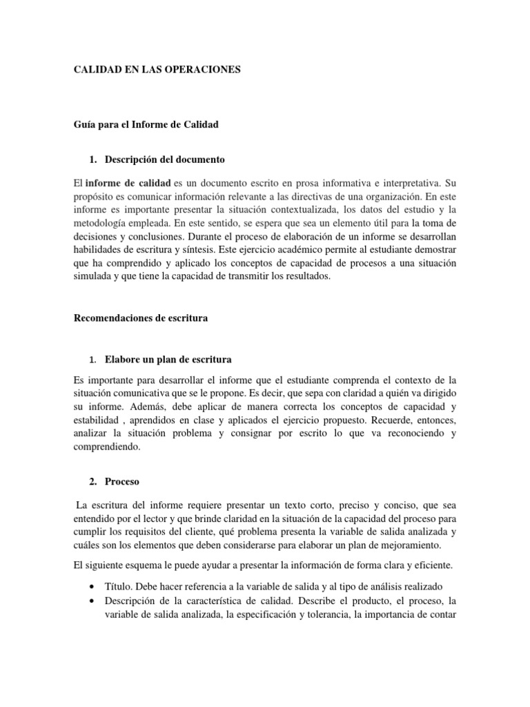 3 Guía para Elabdcoración de Informe de Calidad | PDF | Información ...