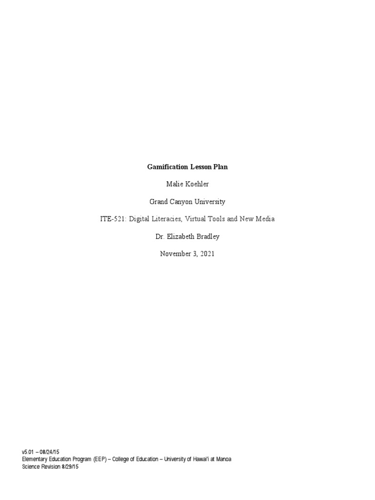 Gamification Lesson Plan | PDF | Senses | Nervous System