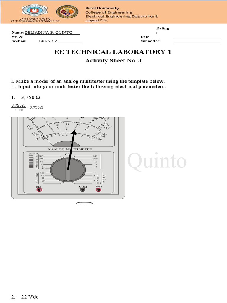 Activity#3 Multitester Reading | PDF