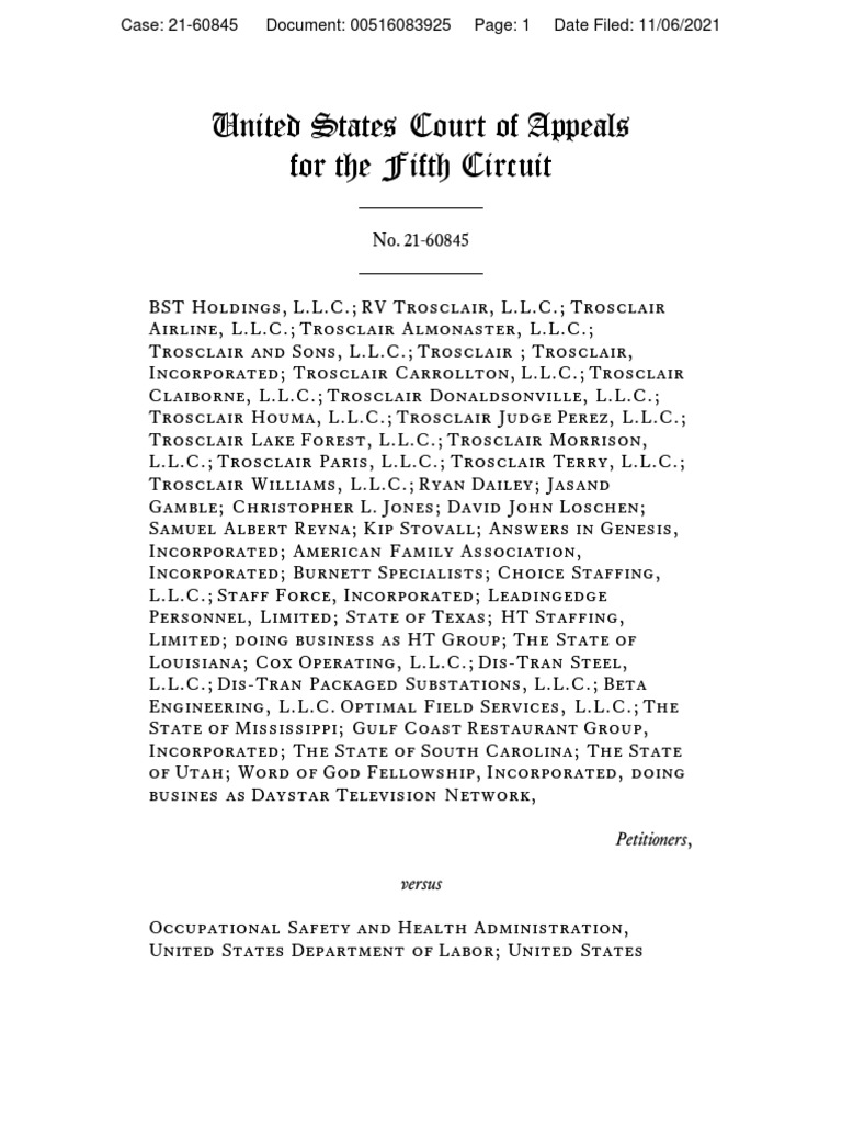 United States Court of Appeals For The Fifth Circuit: Petitioners ...
