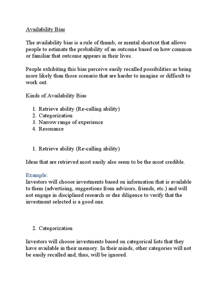 Availability Bias | PDF | Investing | Investor
