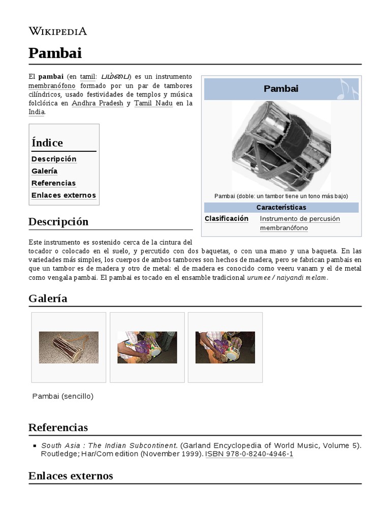 Instrumento Pambai: Tambor Tradicional Indio | PDF