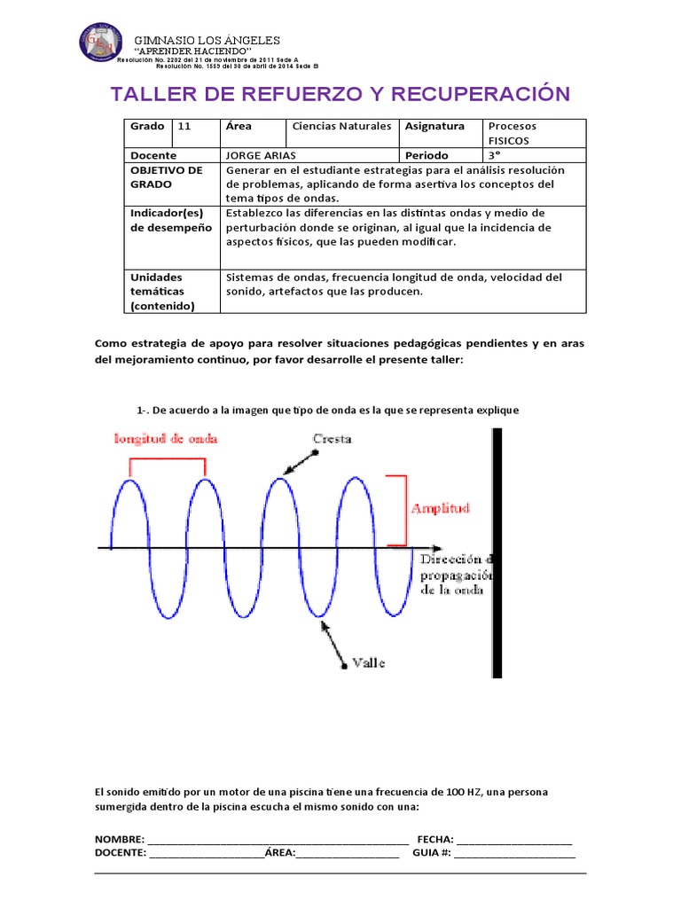 Taller de Recuperacion Fisica 11. | PDF | Olas | Frecuencia