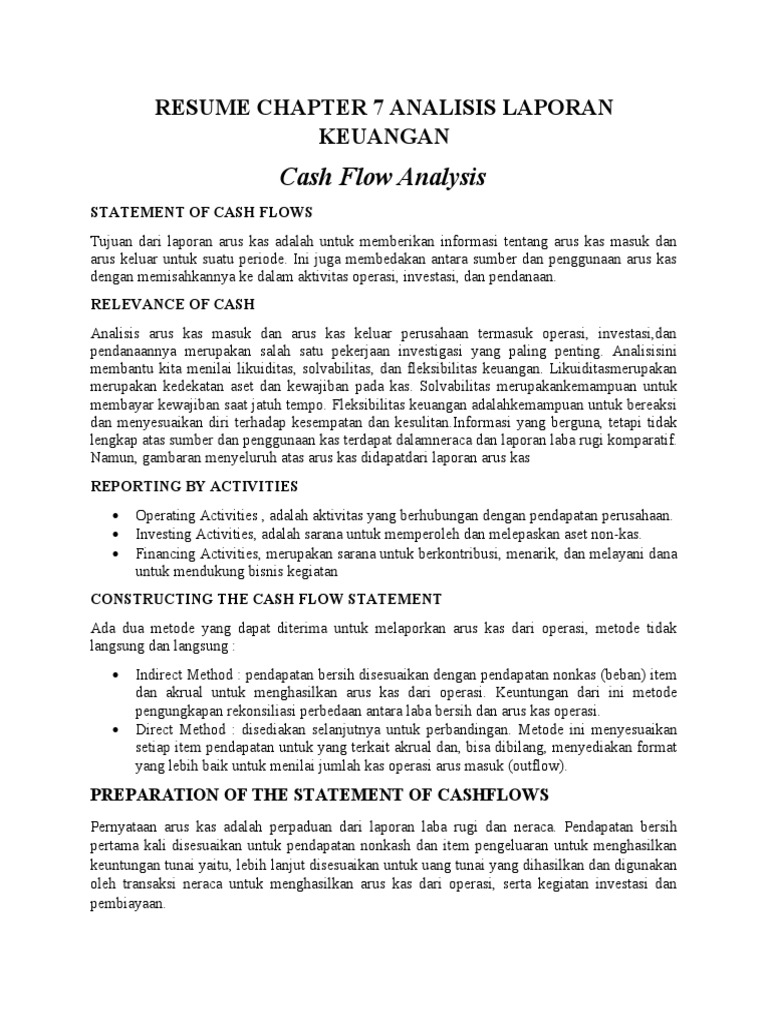 Chapter 7 Cash Flow Analysis | PDF | Pengelolaan Keuangan & Uang
