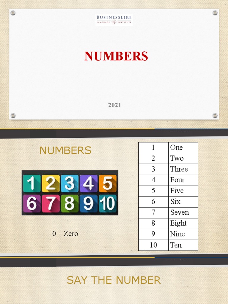 Numbers in English | PDF