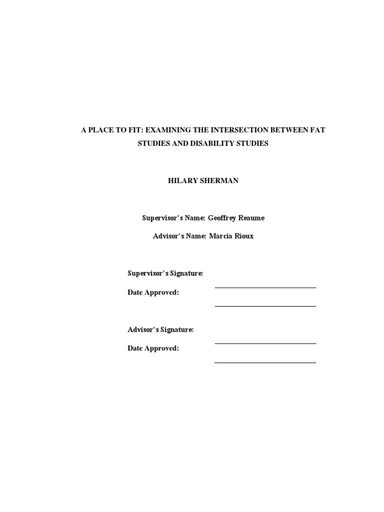 A Place To Fit: Examining The Intersection Between Fat Studies and ...