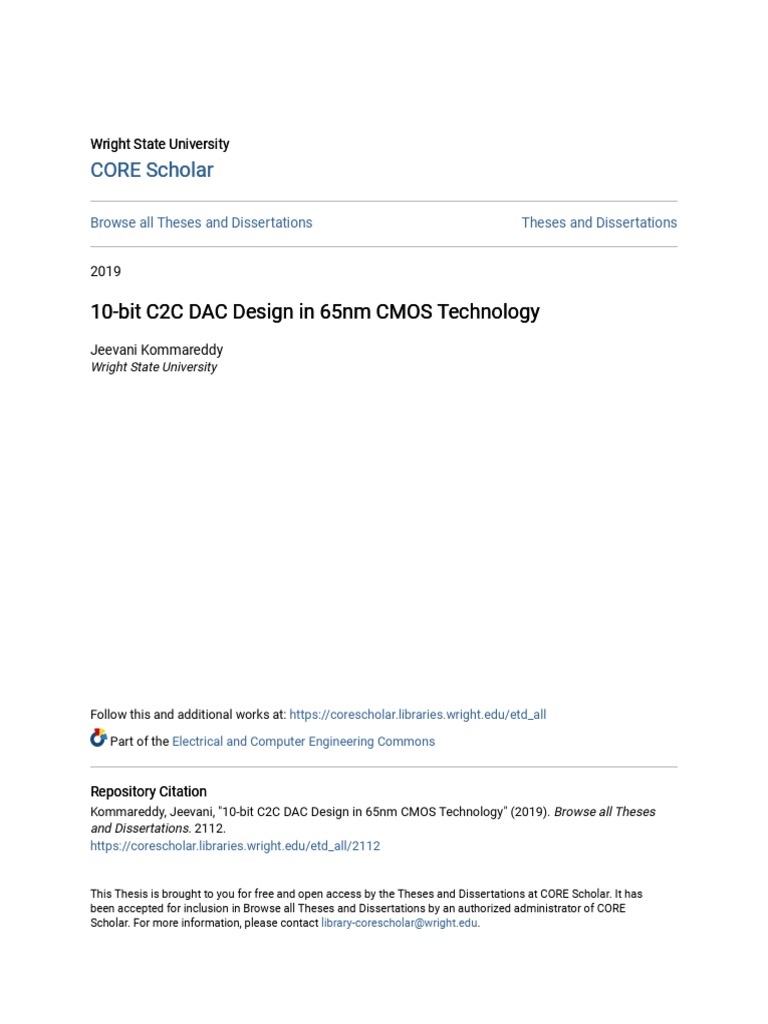 10-Bit C2C DAC Design in 65nm CMOS Technology | PDF | Analog To Digital ...