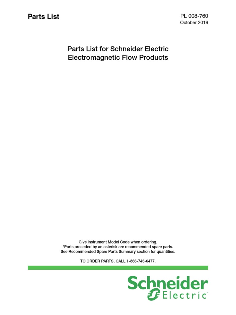 Parts List For Schneider Electric Electromagnetic Flow Products | PDF ...