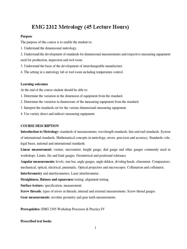 EMG 2312 Metrology - Notes 2021 TODAY | PDF | Observational Error ...