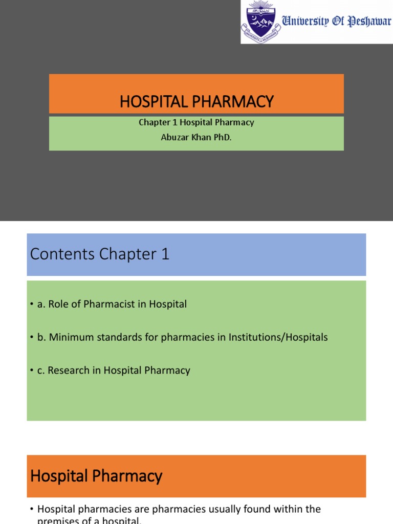 Chap 1. Hospital Pharmacist | PDF | Pharmacy | Pharmacist