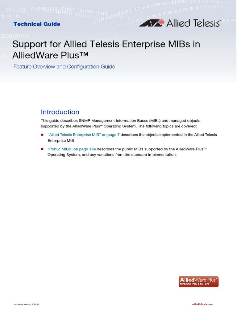 Support For Allied Telesis Enterprise Mibs in Alliedware Plus™ | PDF ...