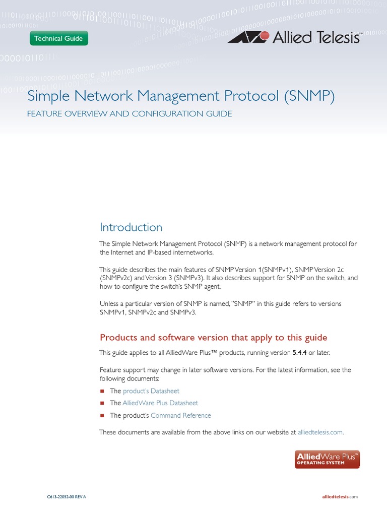 Simple Network Management Protocol (SNMP) : Feature Overview and Configuration Guide | PDF ...