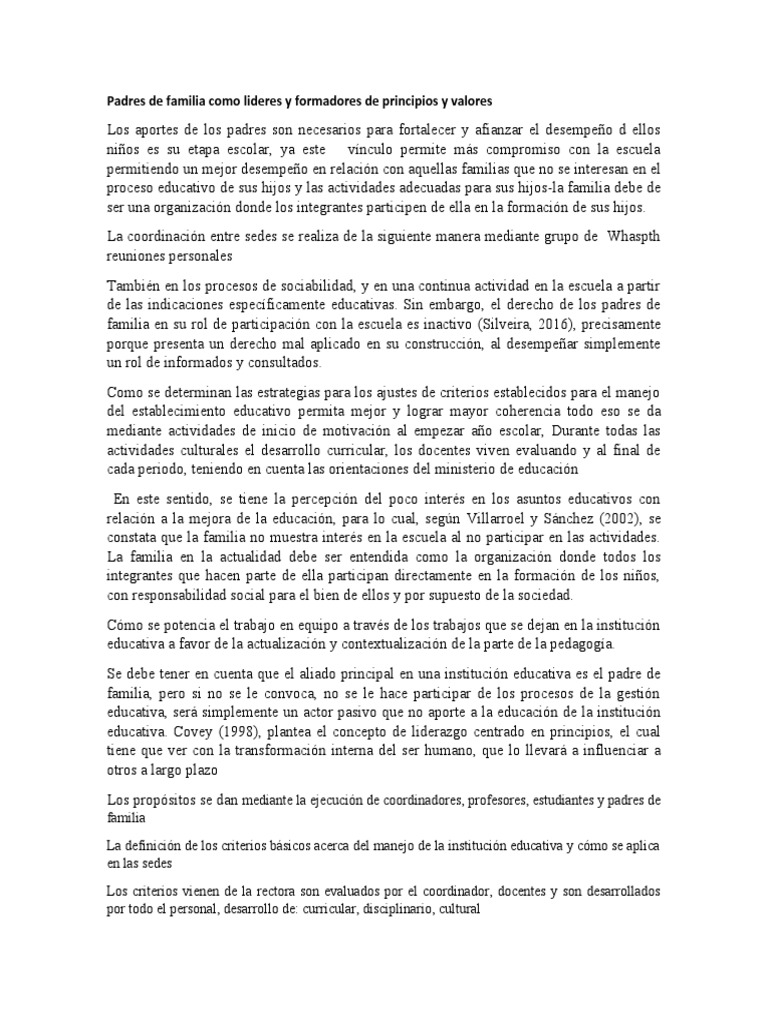 Padres: Líderes en Educación Escolar | PDF | Inclusión (Educación ...