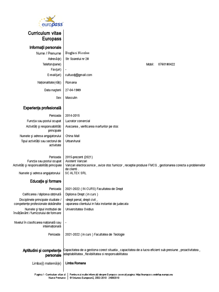 CV Nicolae | PDF