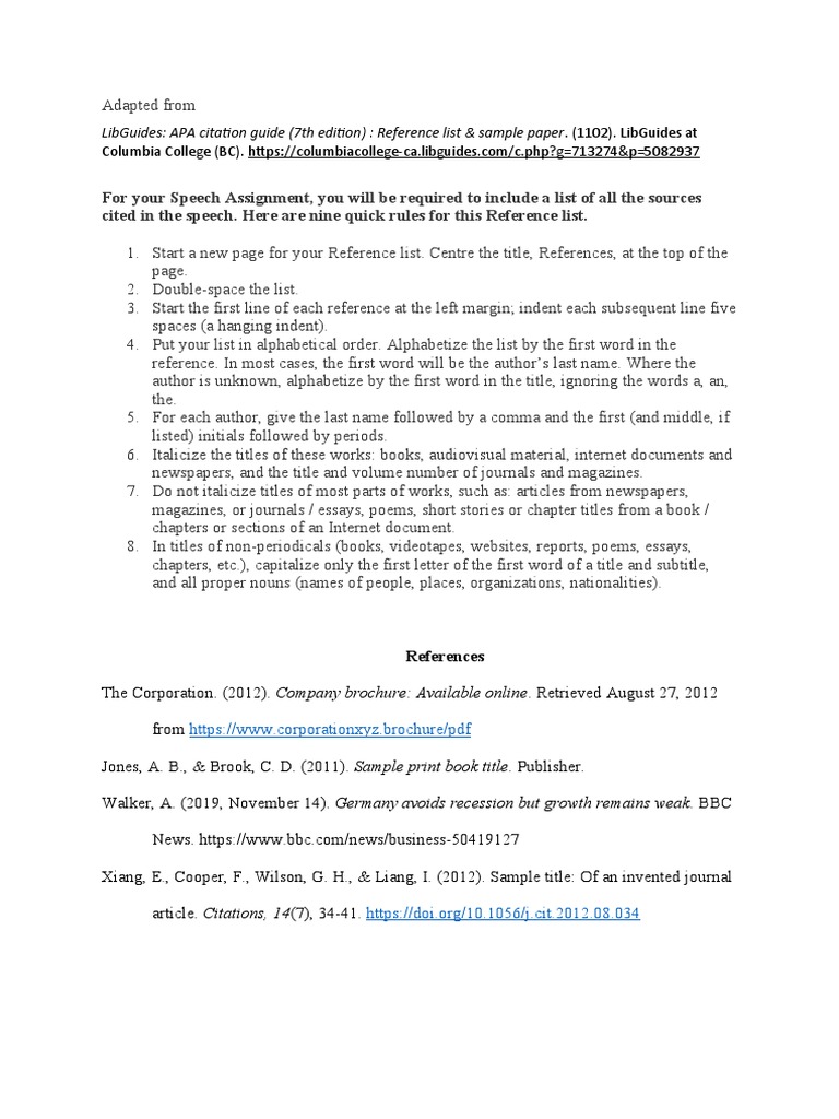 Sample Reference Page APA With Rules | PDF