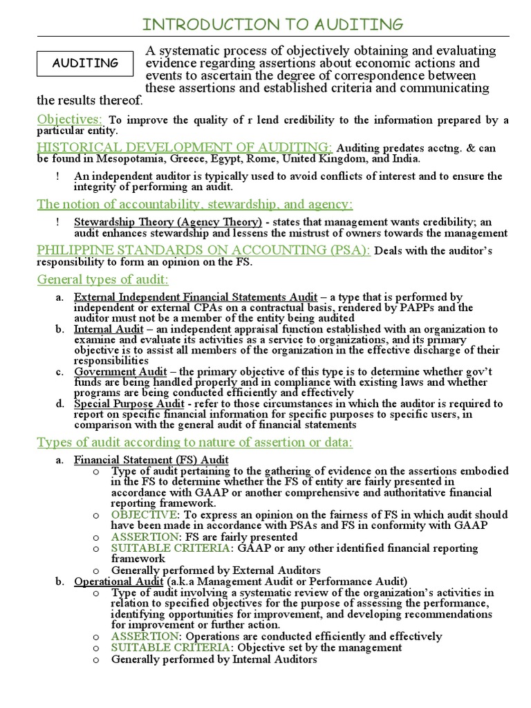 Objectives: Historical Development of Auditing:: Objective Assertion ...