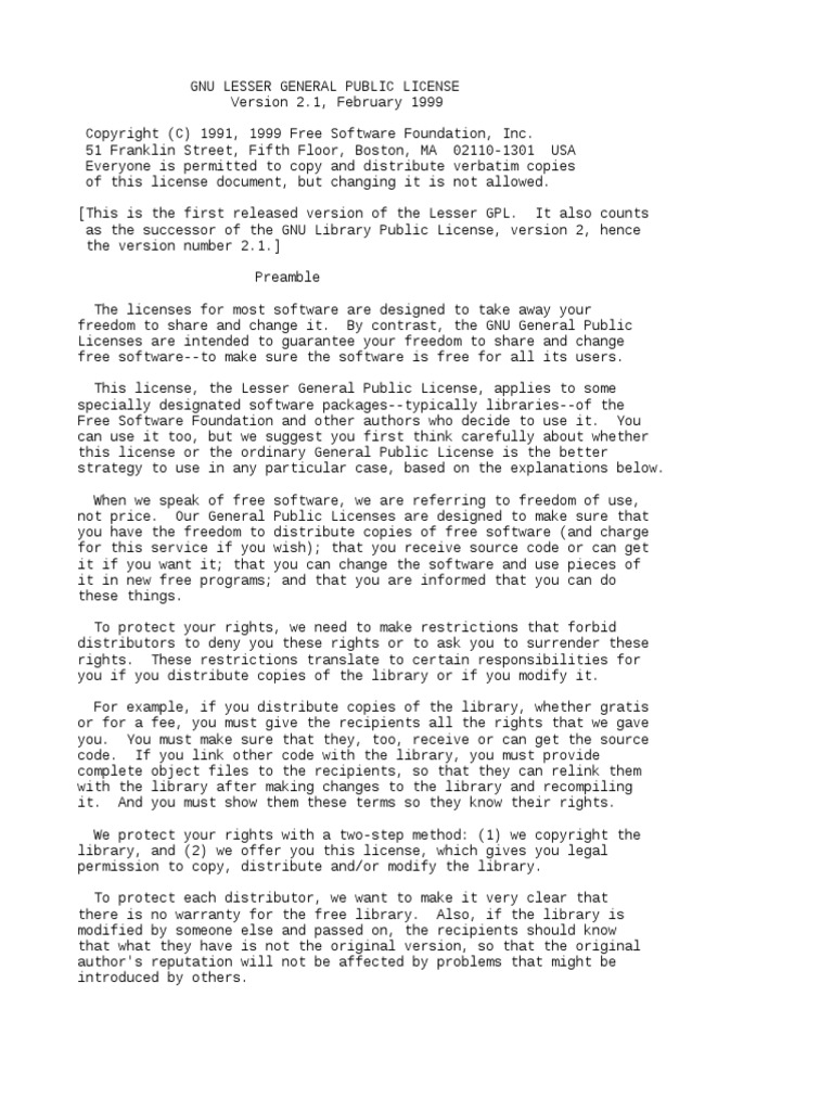 lgpl-2 1 | PDF | Source Code | Library (Computing)