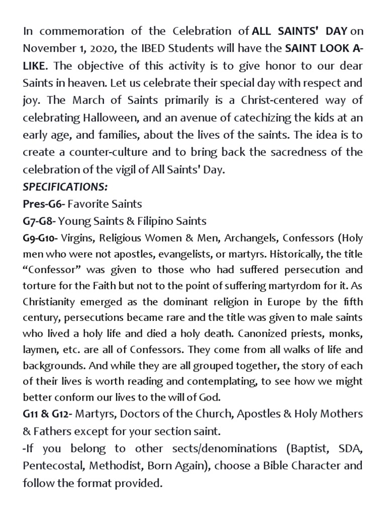 Saint Look Alike Instruction | PDF | Saint | Martyr
