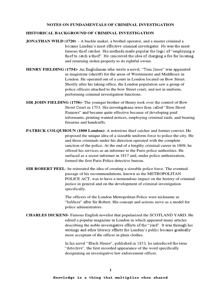 Notes On Criminal Investigations | PDF | Police | Crime Scene