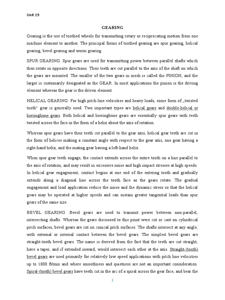 Unit 19 Gearing | PDF | Gear | Tools