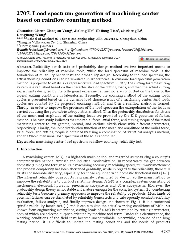 Load Spectrum Generation of Machining Center Based On Rainflow Counting ...