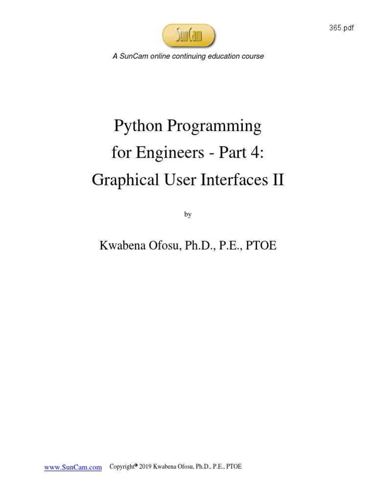 Python Programming For Engineers - Part 4: Graphical User Interfaces II | PDF | Graphical User ...