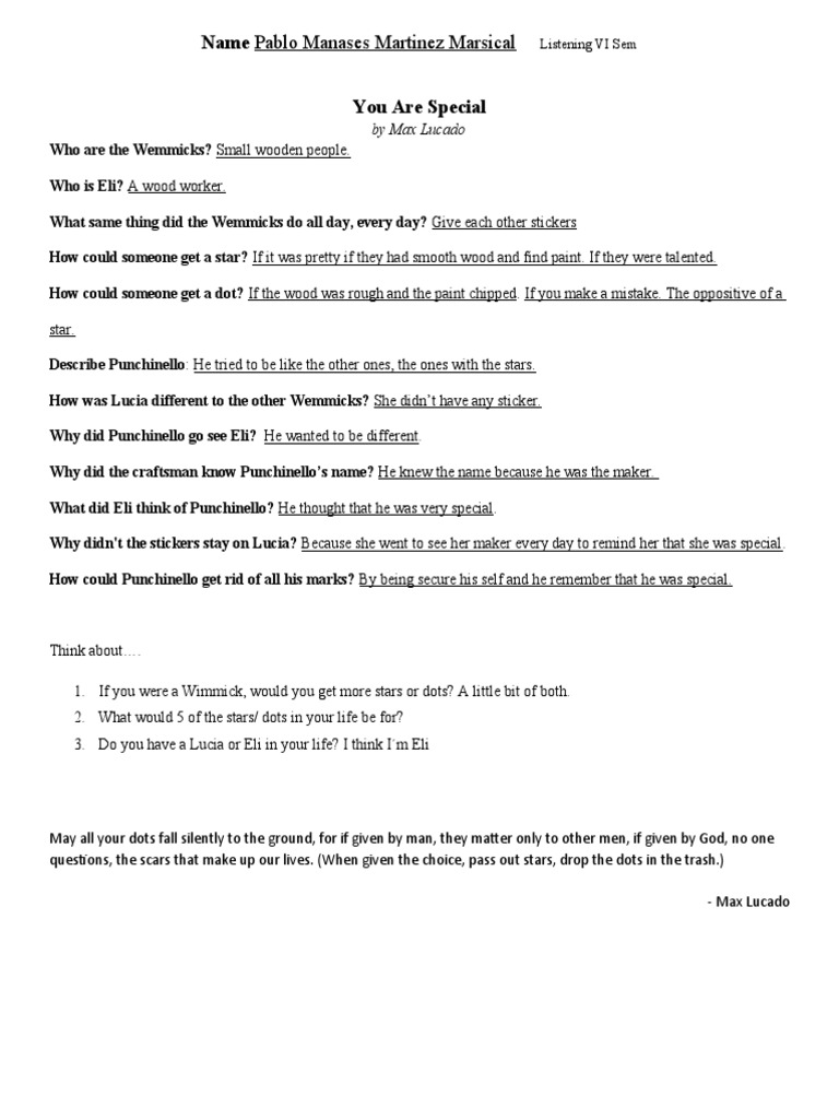 You Are Special by Max Lucado | PDF