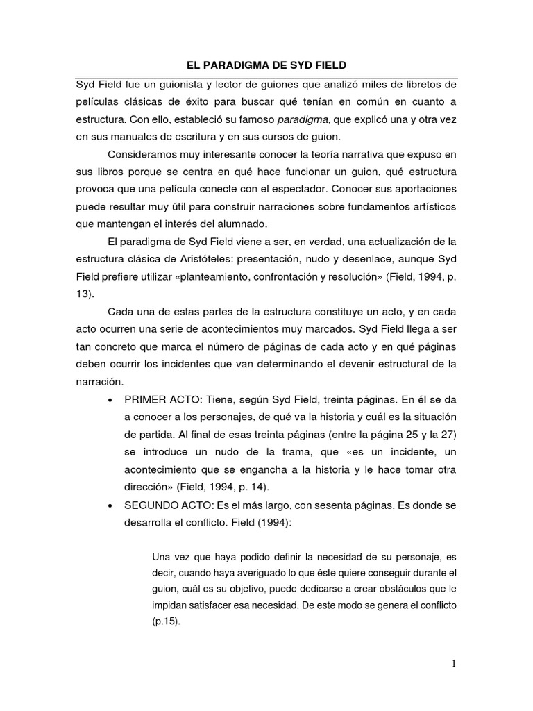 El Paradigma de Syd Field | PDF | Trama (narrativa)