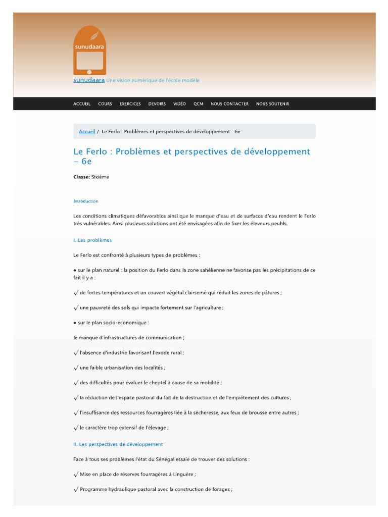 Le Ferlo Problemes Et Perspectives de Developpement 6e | PDF