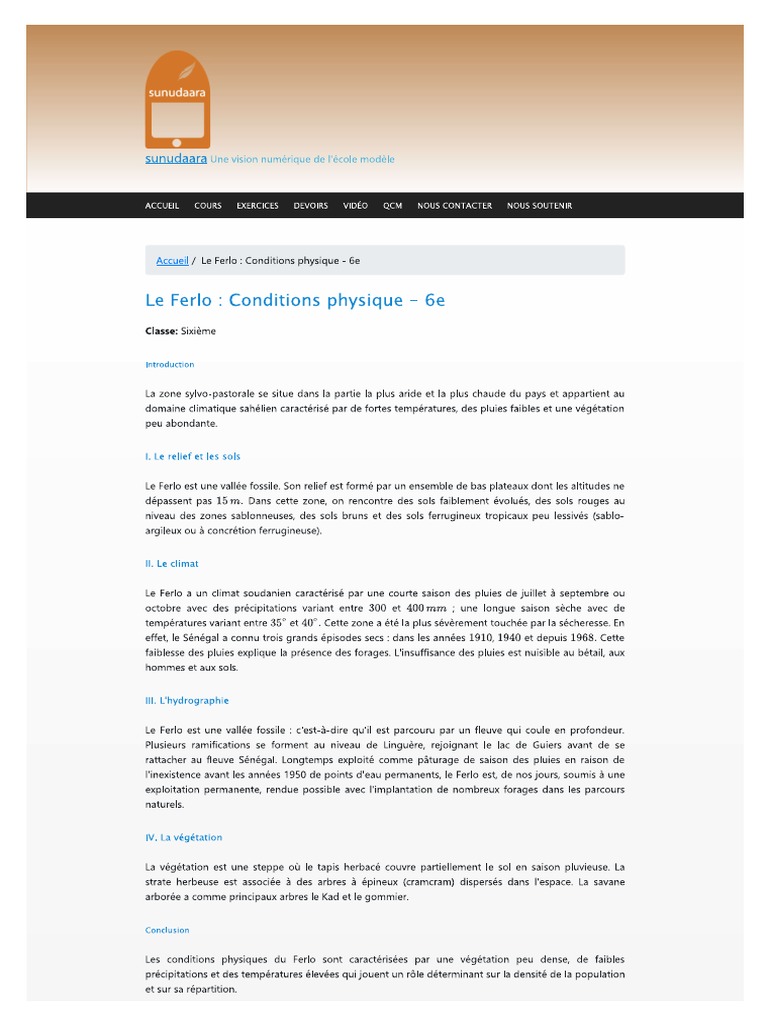 Le Ferlo Conditions Physique 6e | PDF