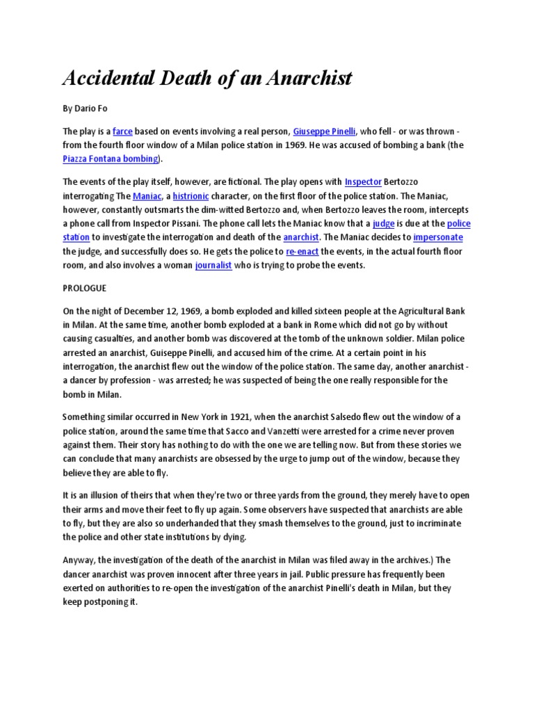 Accidental Death of An Anarchist | PDF | Violence