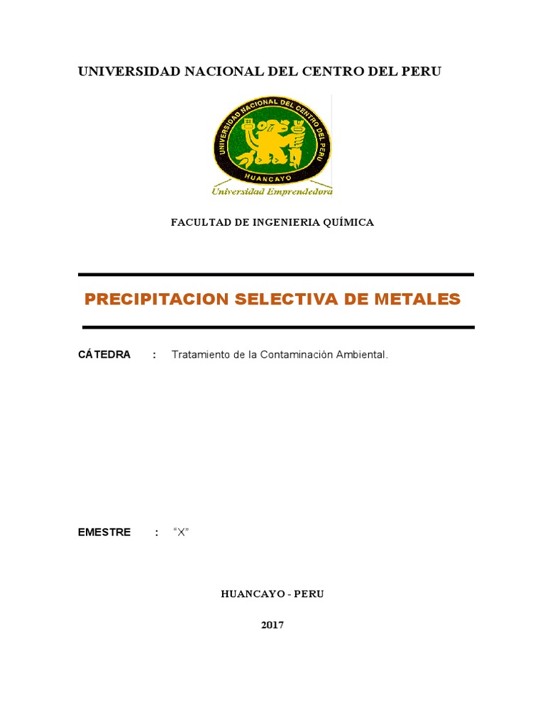 Precipitacion Selectiva | PDF | Precipitación (Química) | Ph