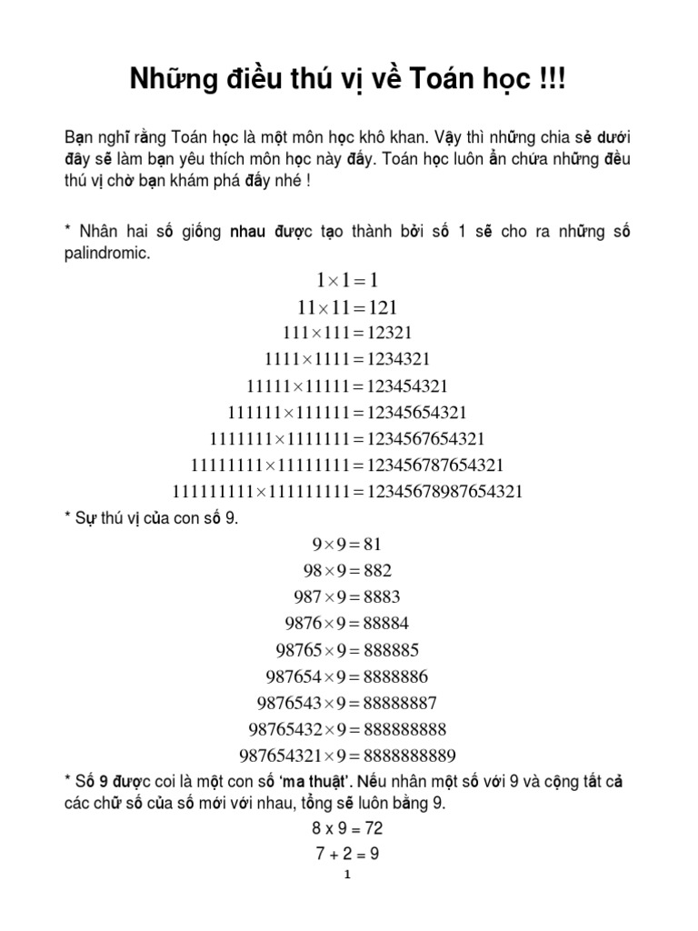 Những điều thú vị về Toán học - TT - NNTM | PDF