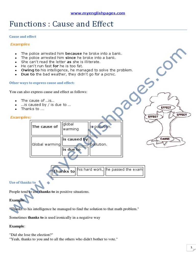 Cause and Effect Expressions Guide | PDF | Linguistics | Morphology