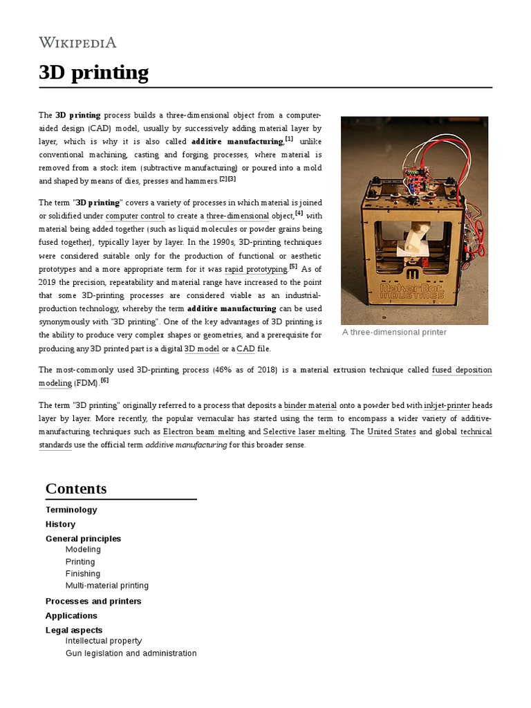 3D Printing: Terminology History General Principles | PDF | 3 D ...