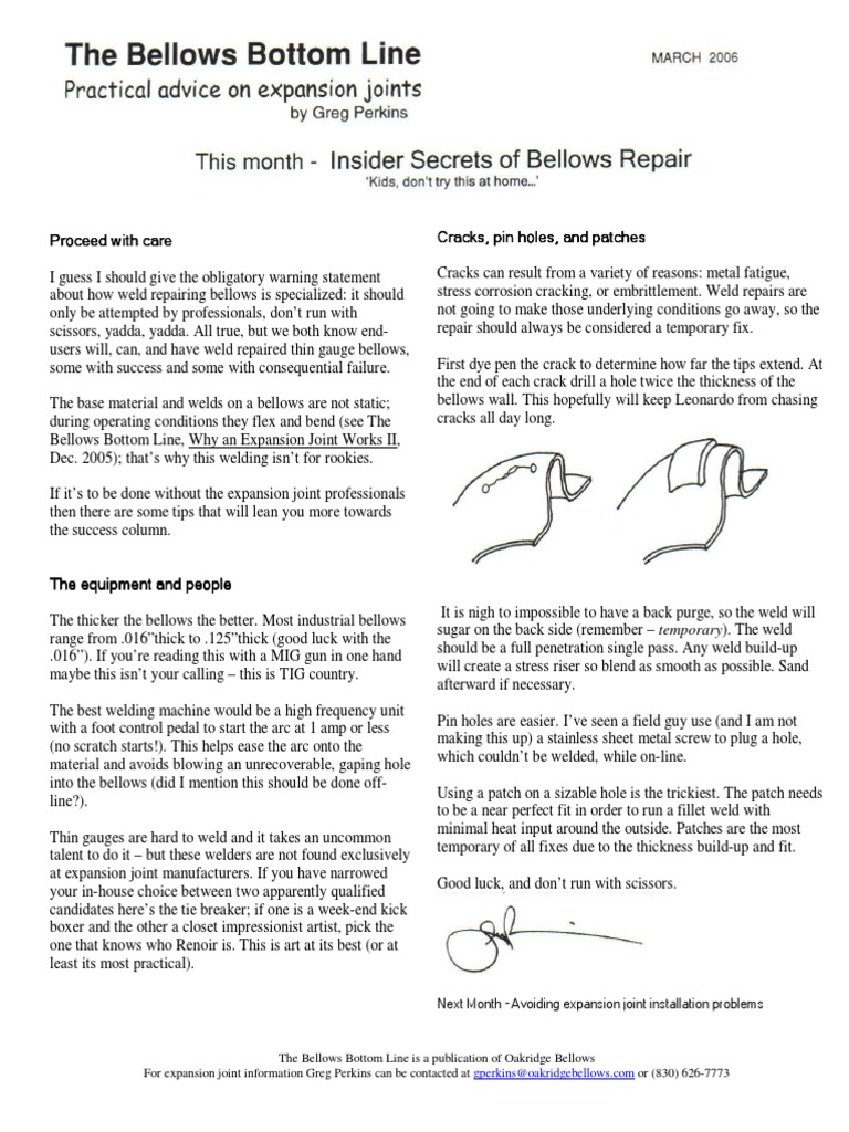 Insider Secrets of Bellows Repair | PDF | Construction | Welding