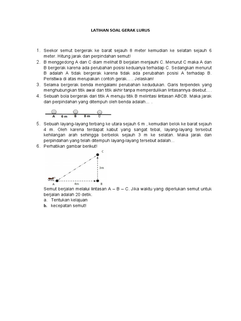 Latihan Soal Gerak Lurus Kelas 11 | PDF