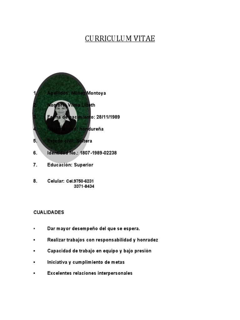 Curriculum Vilma Actualizado | PDF | Honduras | Ciencias de la Salud