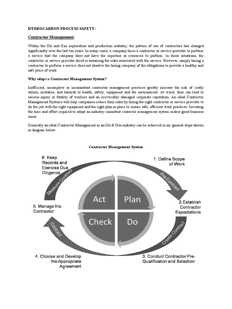 Contractor Management:: Hydrocarbon Process Safety | PDF | Safety ...