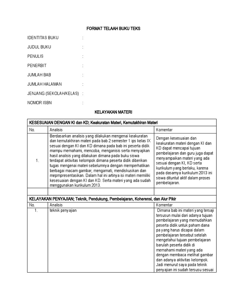 Format Telaah Buku Teks-1 | PDF