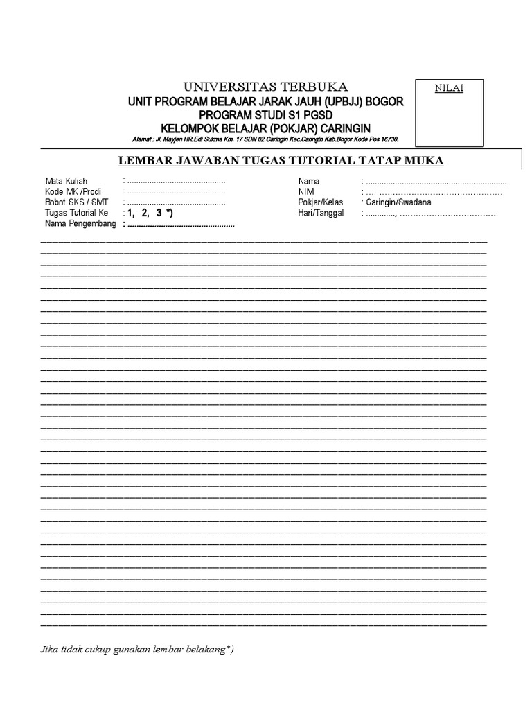 Lembar Jawaban TTM | PDF