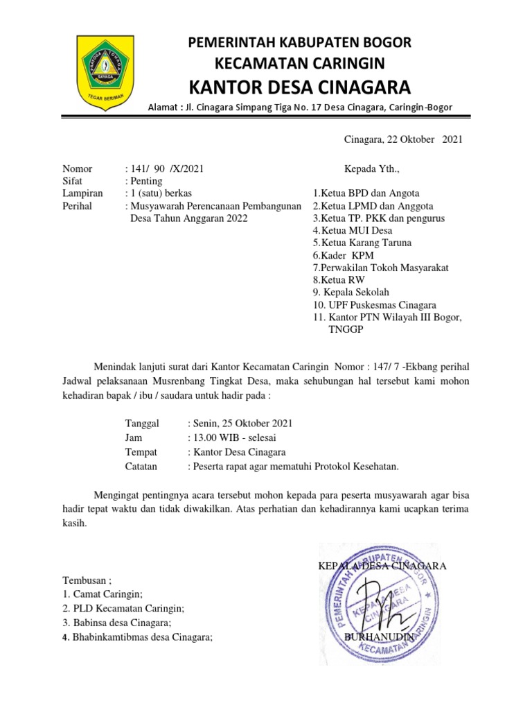 Undangan Musrenbang 2021 | PDF
