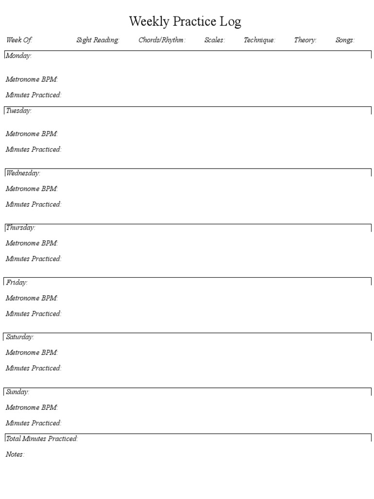 Weekly Practice Log Example | PDF