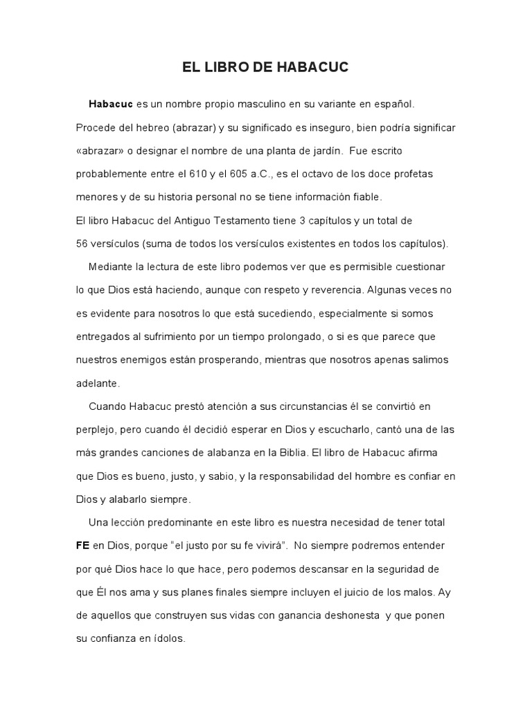 El Profeta Habacuc y El Profeta Sofonia | PDF