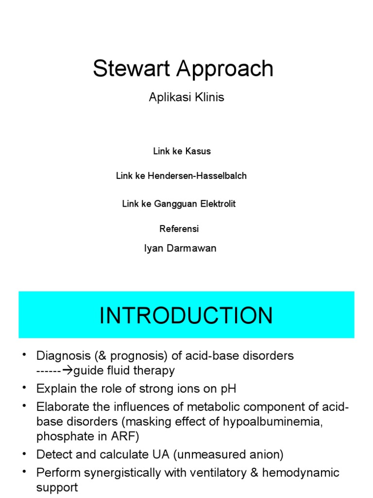 Stewart Approach to Acid-Base Disorders | PDF | Chloride | Physical ...