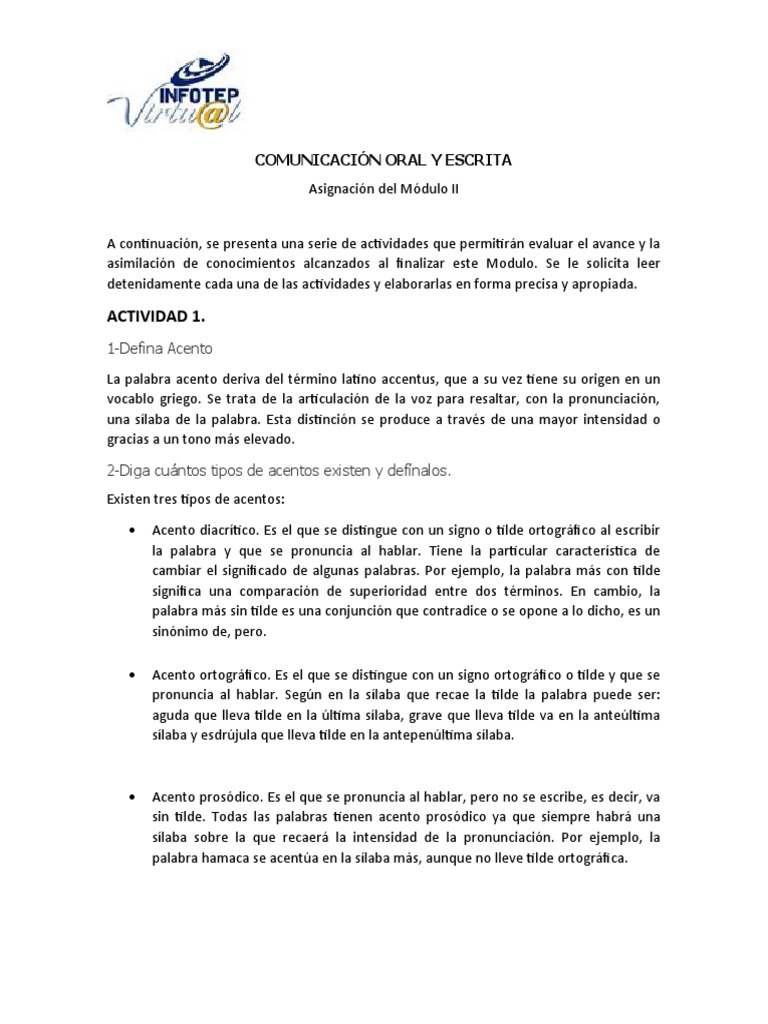 Asignacion Del Modulo II | PDF | Estrés (lingüística) | Comunicación