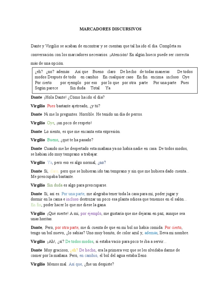 Conversación con Marcadores Discursivos | PDF