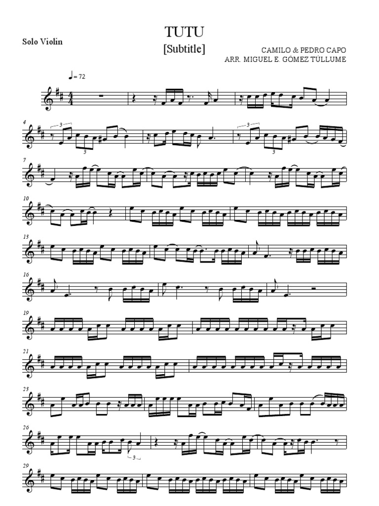 Partitura de "Tutu" para Violín | PDF